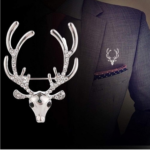Jewelry | Enamel Crystal Elk Lapel Brooch Pin | Poshmark